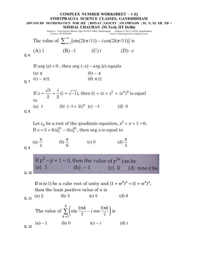 Complex number worksheet 2 (i) | PDF