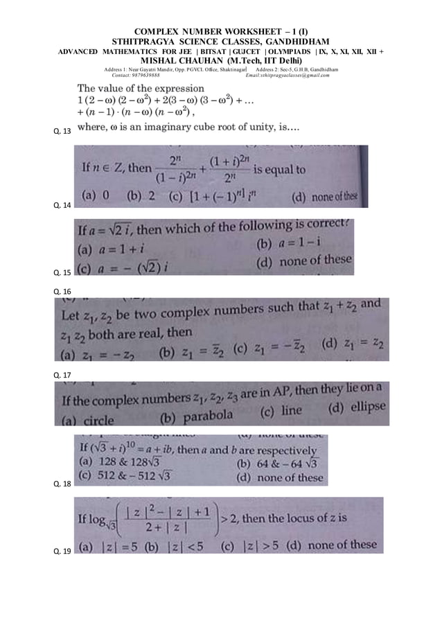 Complex number worksheet 2 (i) | PDF