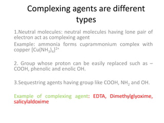 complexometric titration for b.pharm students | PPTX