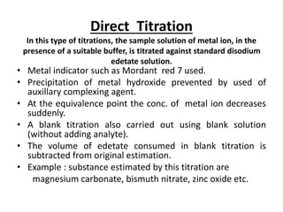 complexometric titration for b.pharm students | PPTX