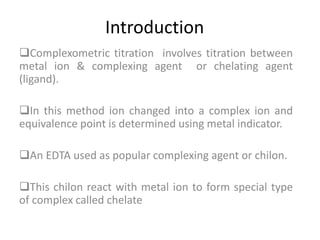 complexometric titration for b.pharm students | PPTX