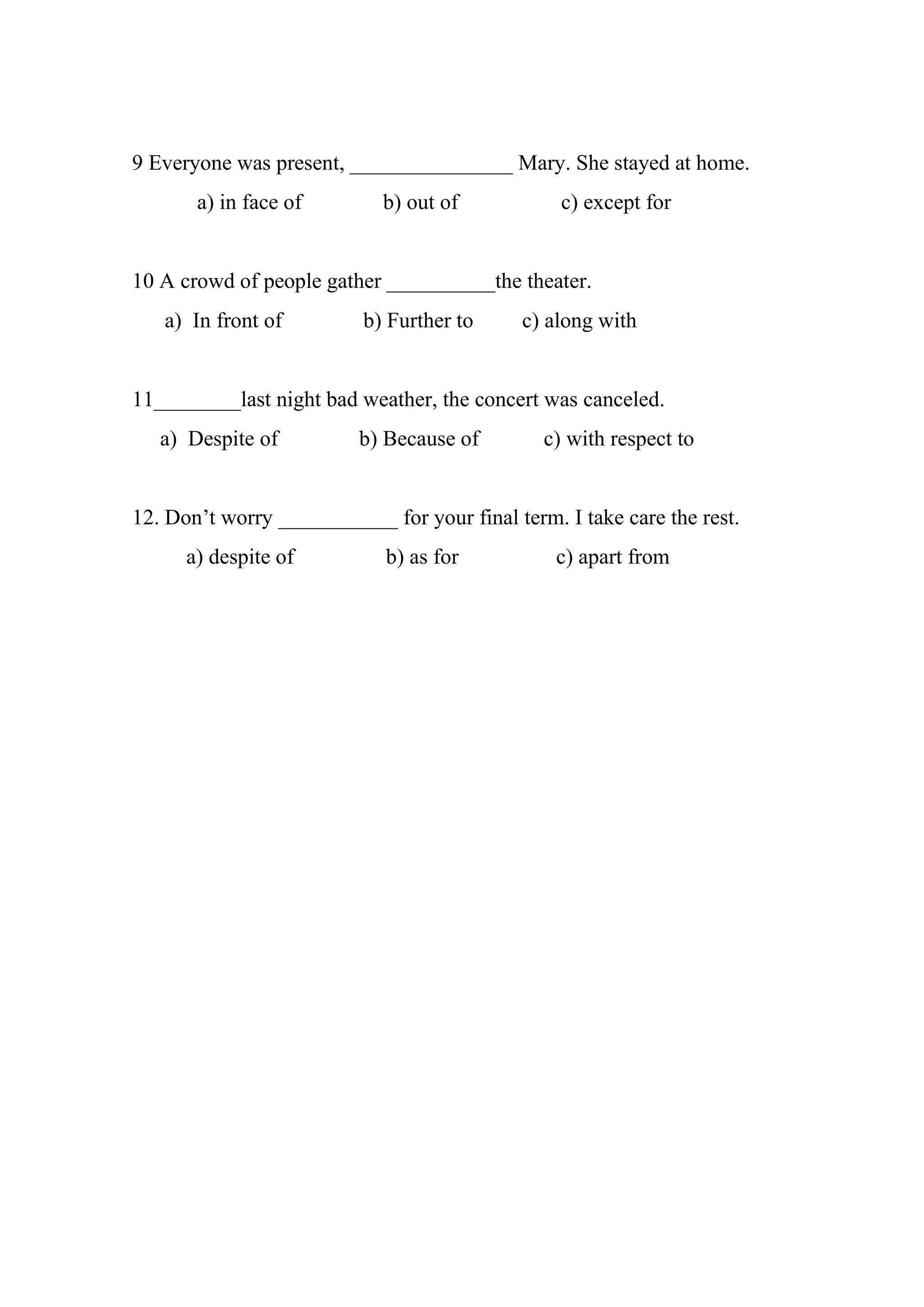 Complex Prepositions Practice | PDF
