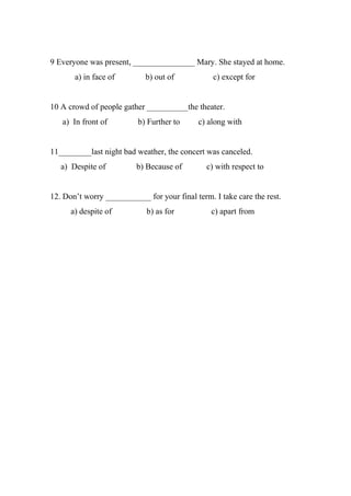 Complex Prepositions Practice | PDF