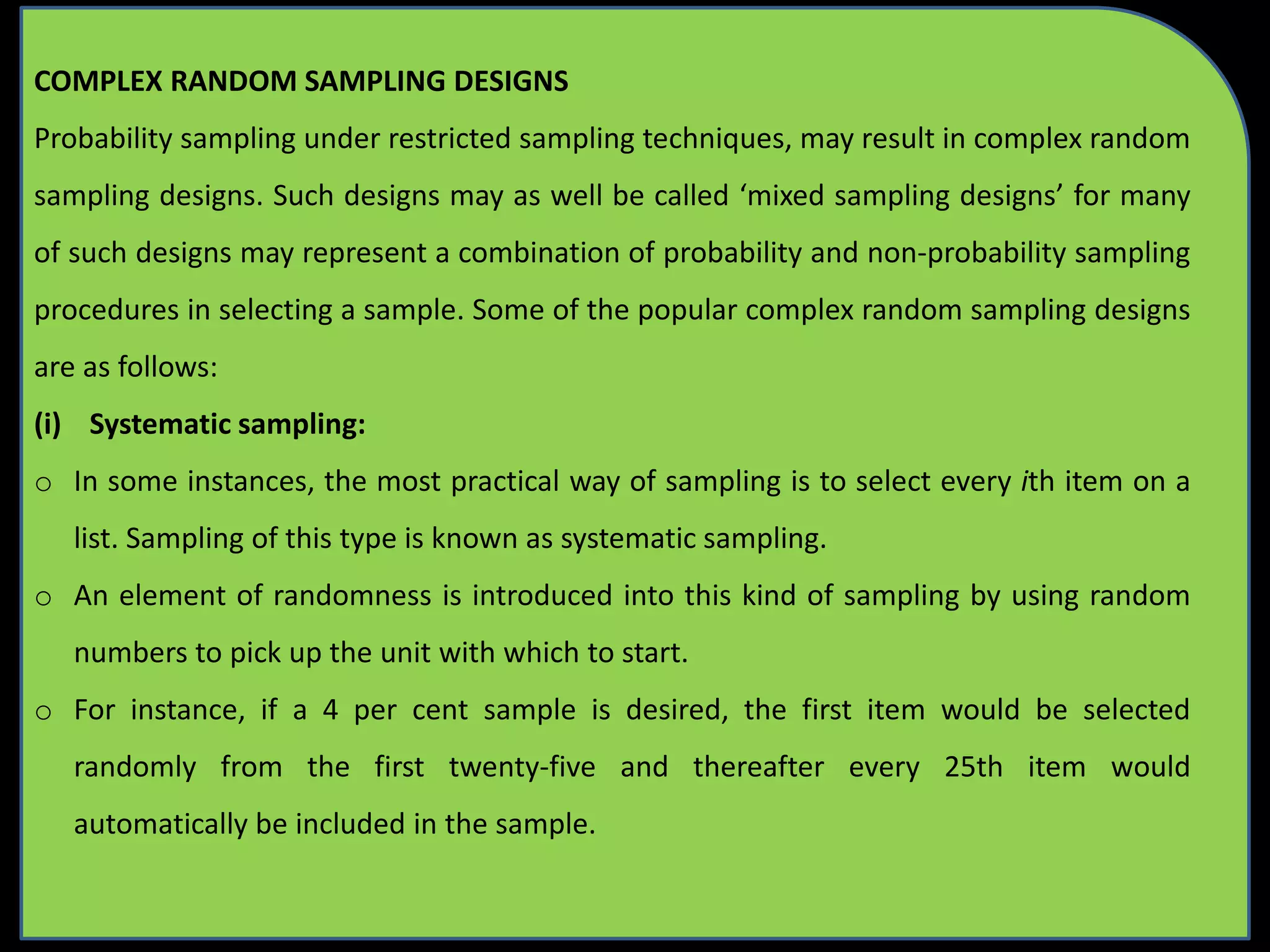 Complex random sampling designs | PPTX