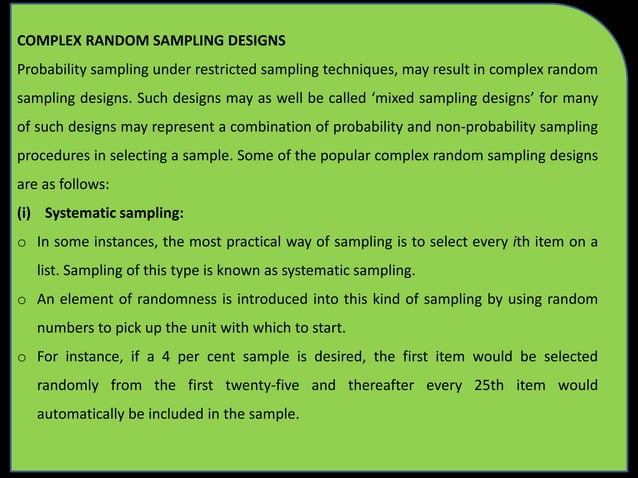 Complex random sampling designs | PPTX | Geography | Science