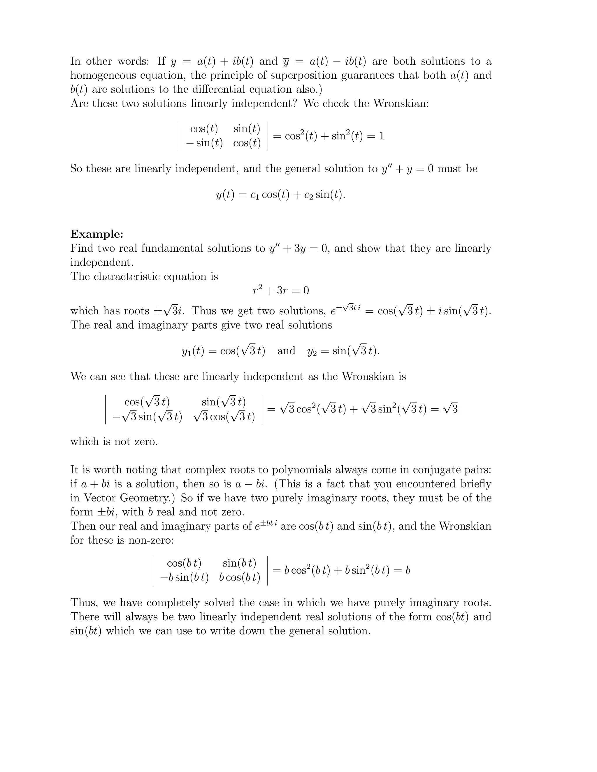 Complex roots of the characteristic equation | PDF
