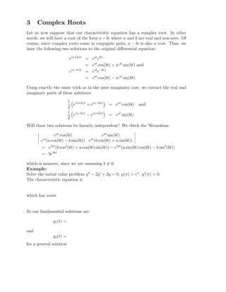 Complex roots of the characteristic equation | PDF