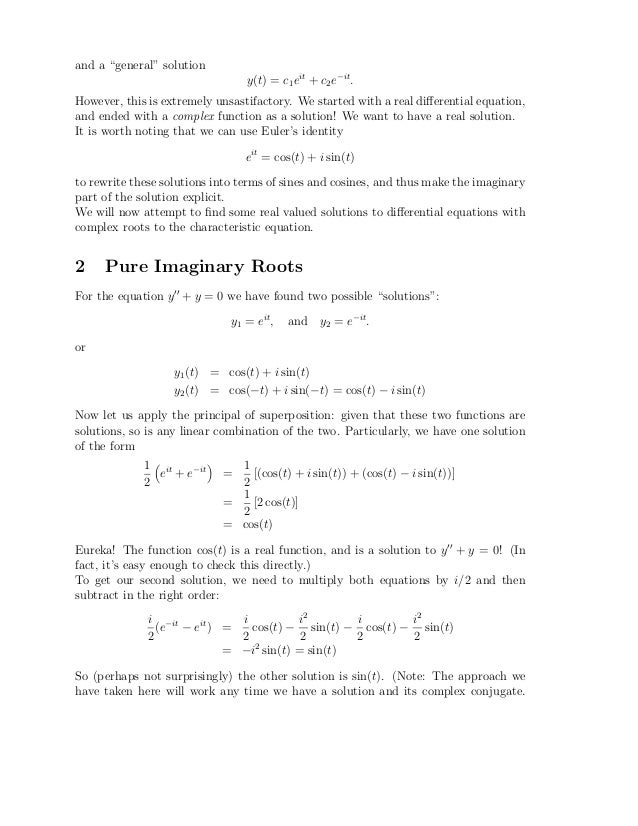 Complex Roots Of The Characteristic Equation