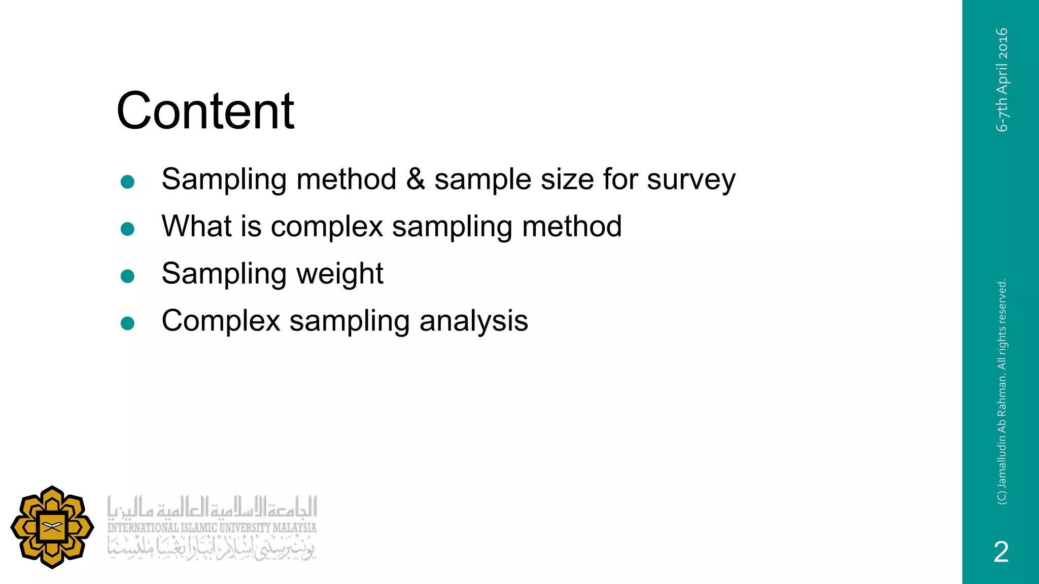Complex sampling design & analysis | PPTX
