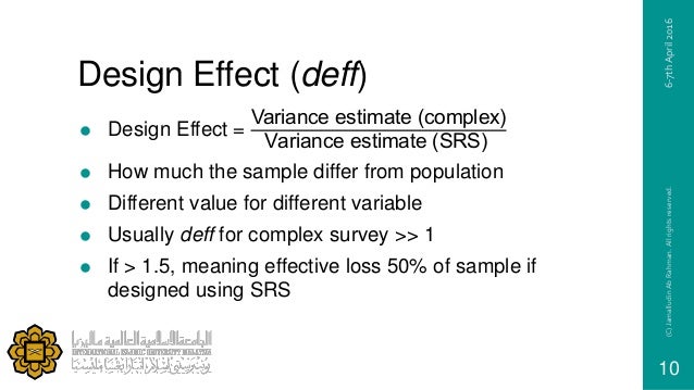 Complex sampling design & analysis Complex sampling design & analysis