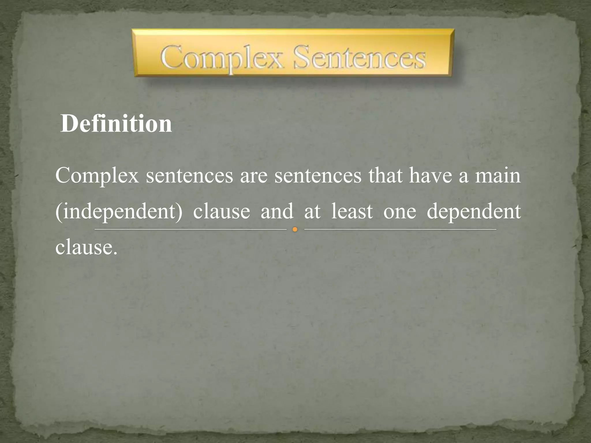 Complex sentences | PPT