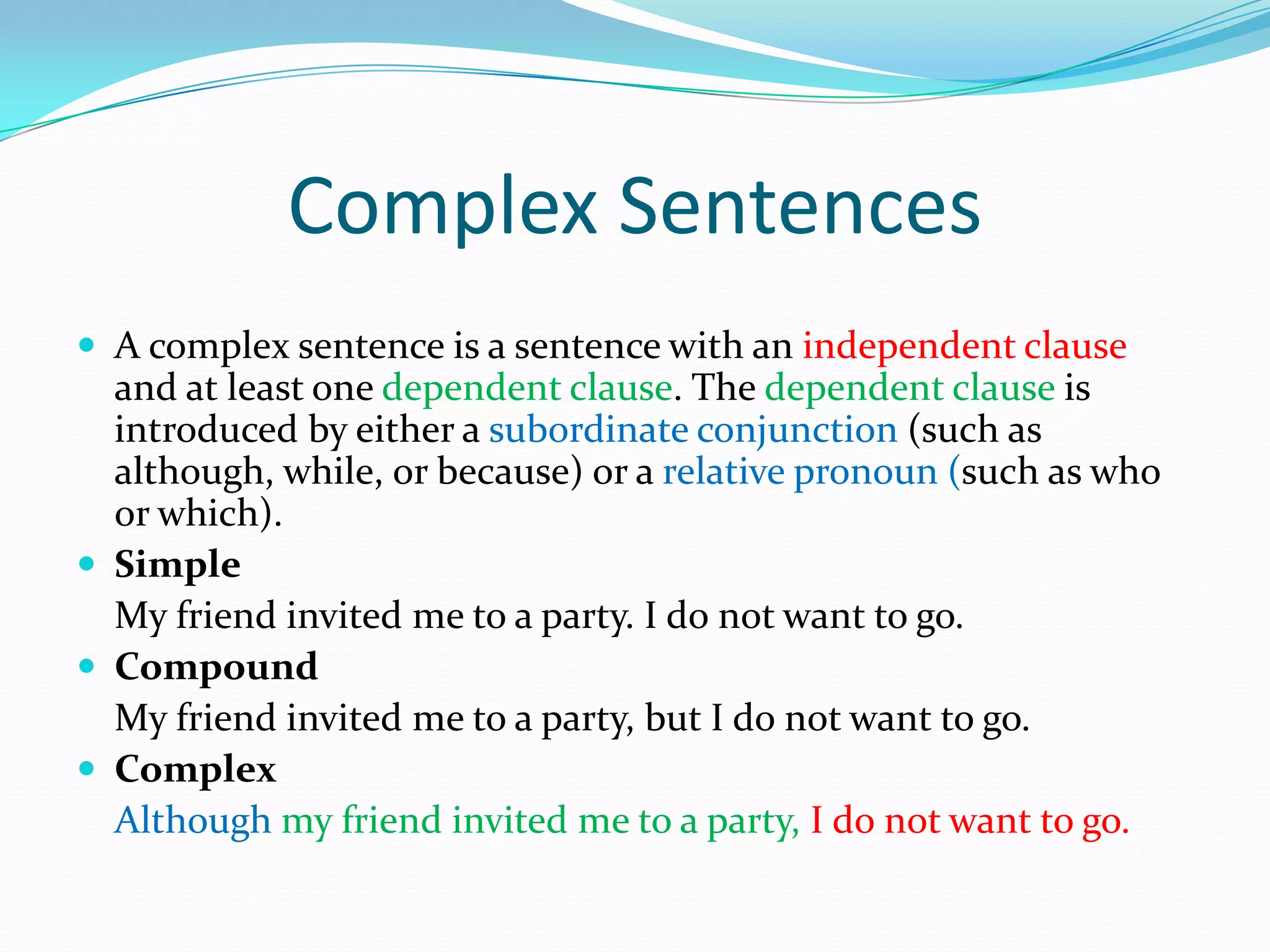 Complex sentences | PPT | Free Download
