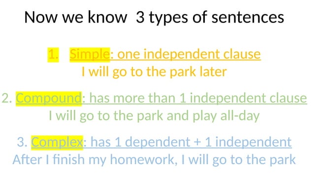 English Language about Complex Sentences | PPTX