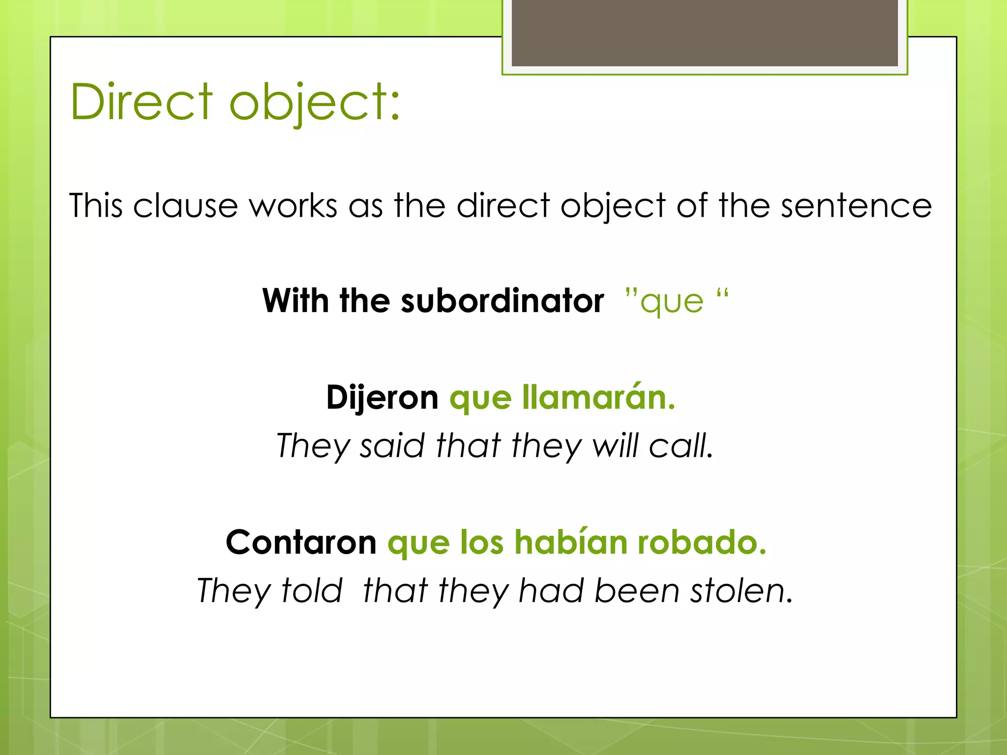 Complex sentences in spanish | PPTX