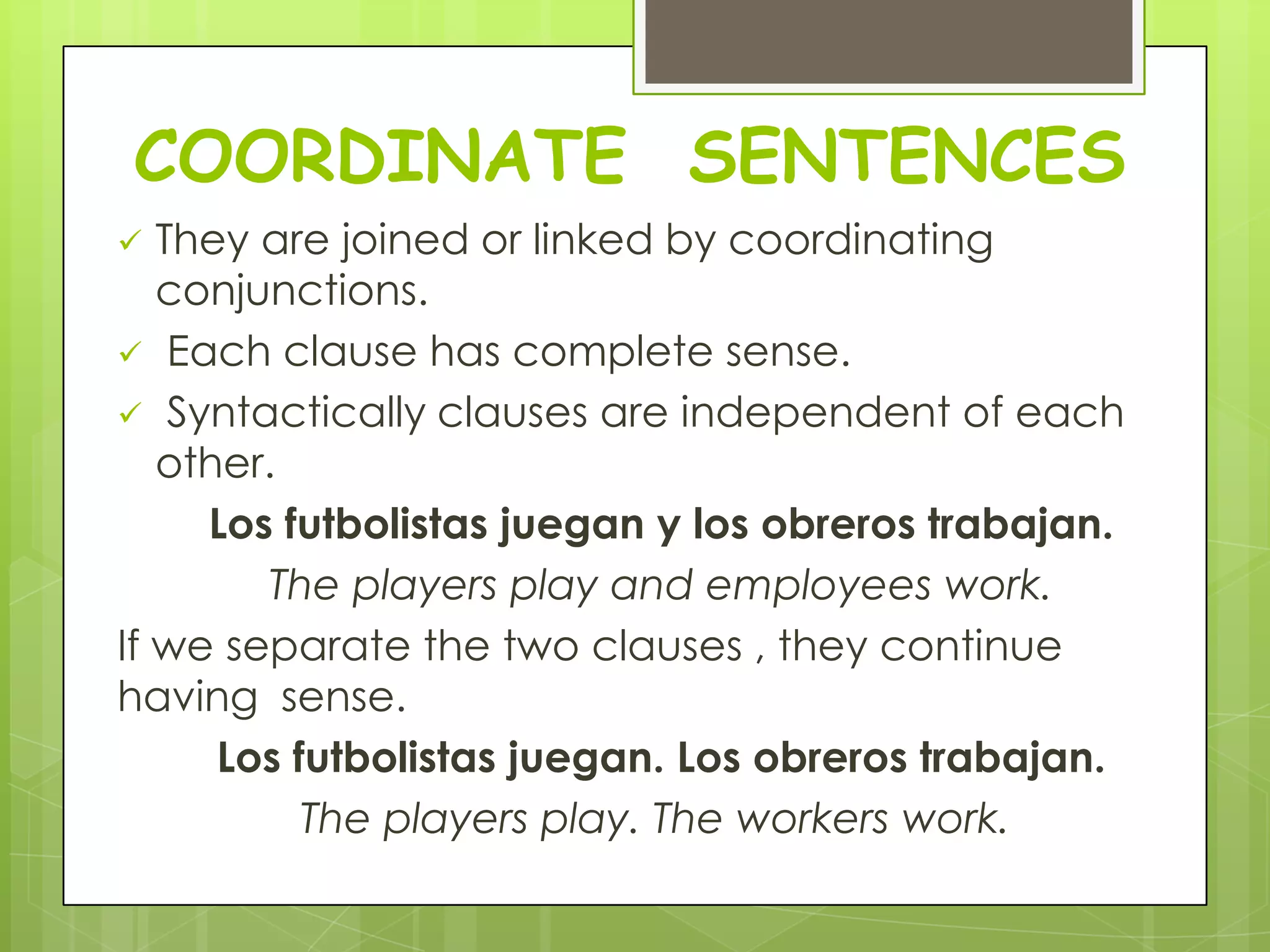Complex sentences in spanish | PPTX