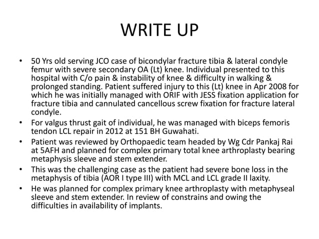 Complex TOTAL KNEE ARTHROPLASTY | PPT