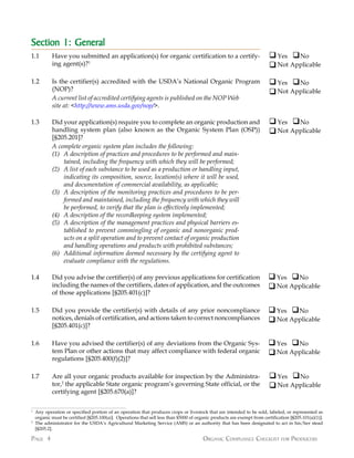 National Organic Program Compliance Checklist for Producers | PDF