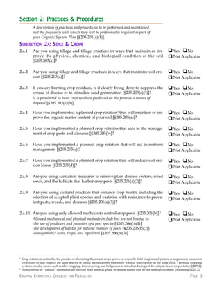 National Organic Program Compliance Checklist for Producers | PDF