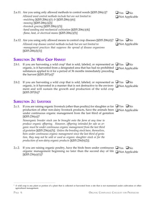 National Organic Program Compliance Checklist for Producers | PDF