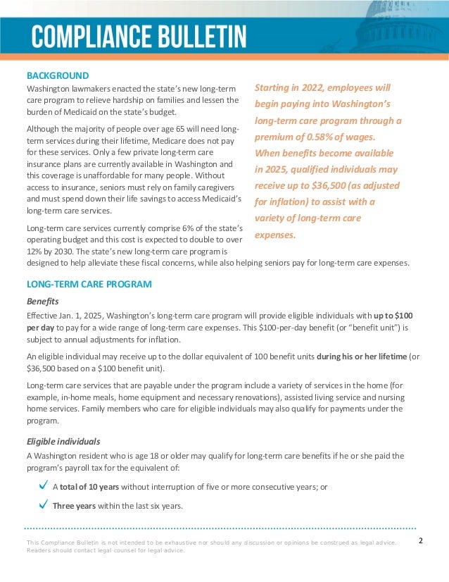 Compliance Bulletin - Washington Enacts Employee-paid Long-term Care