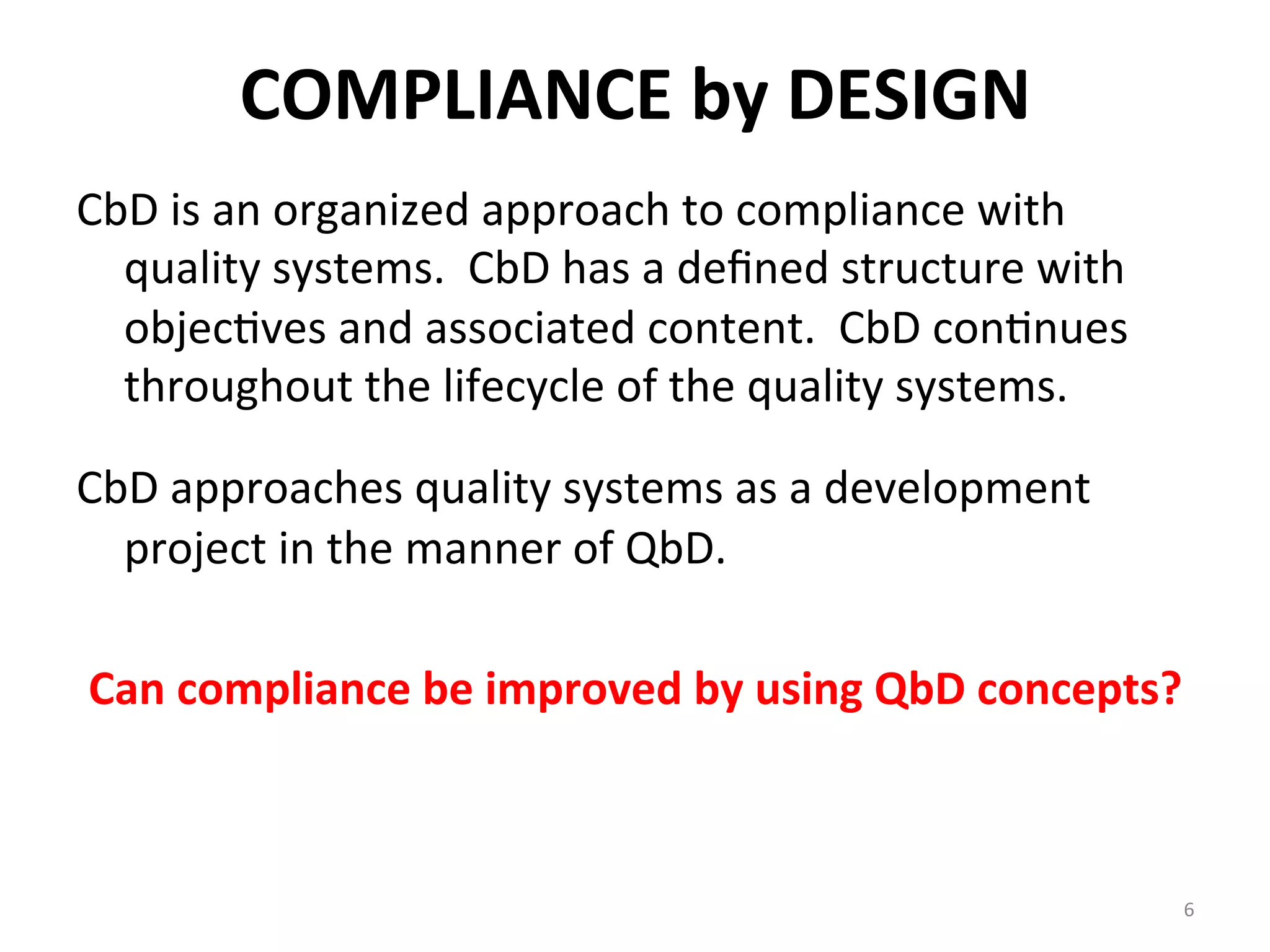 Compliance by Design and Compliance Master Plan | PDF