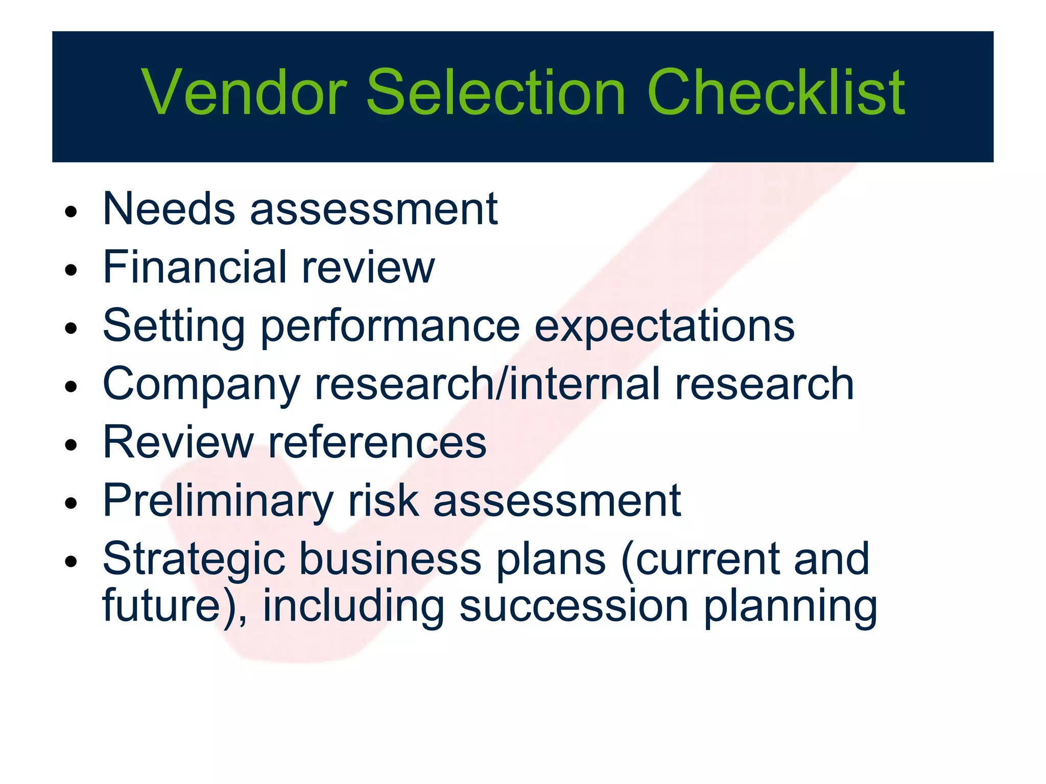 Vendor Management - Compliance Checklist Manifesto Series | PPT