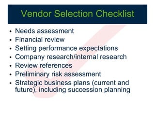 Vendor Management - Compliance Checklist Manifesto Series | PPT
