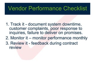 Vendor Management - Compliance Checklist Manifesto Series | PPT