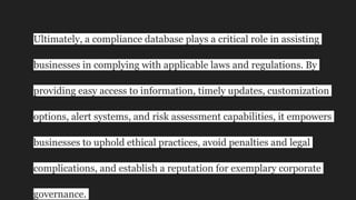 Compliance Database | PPT