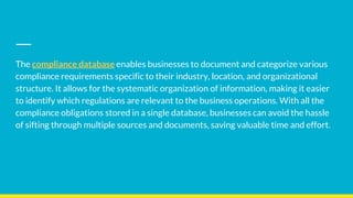 Compliance Database | PPTX