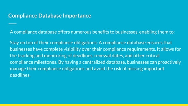 Compliance Database | PPT