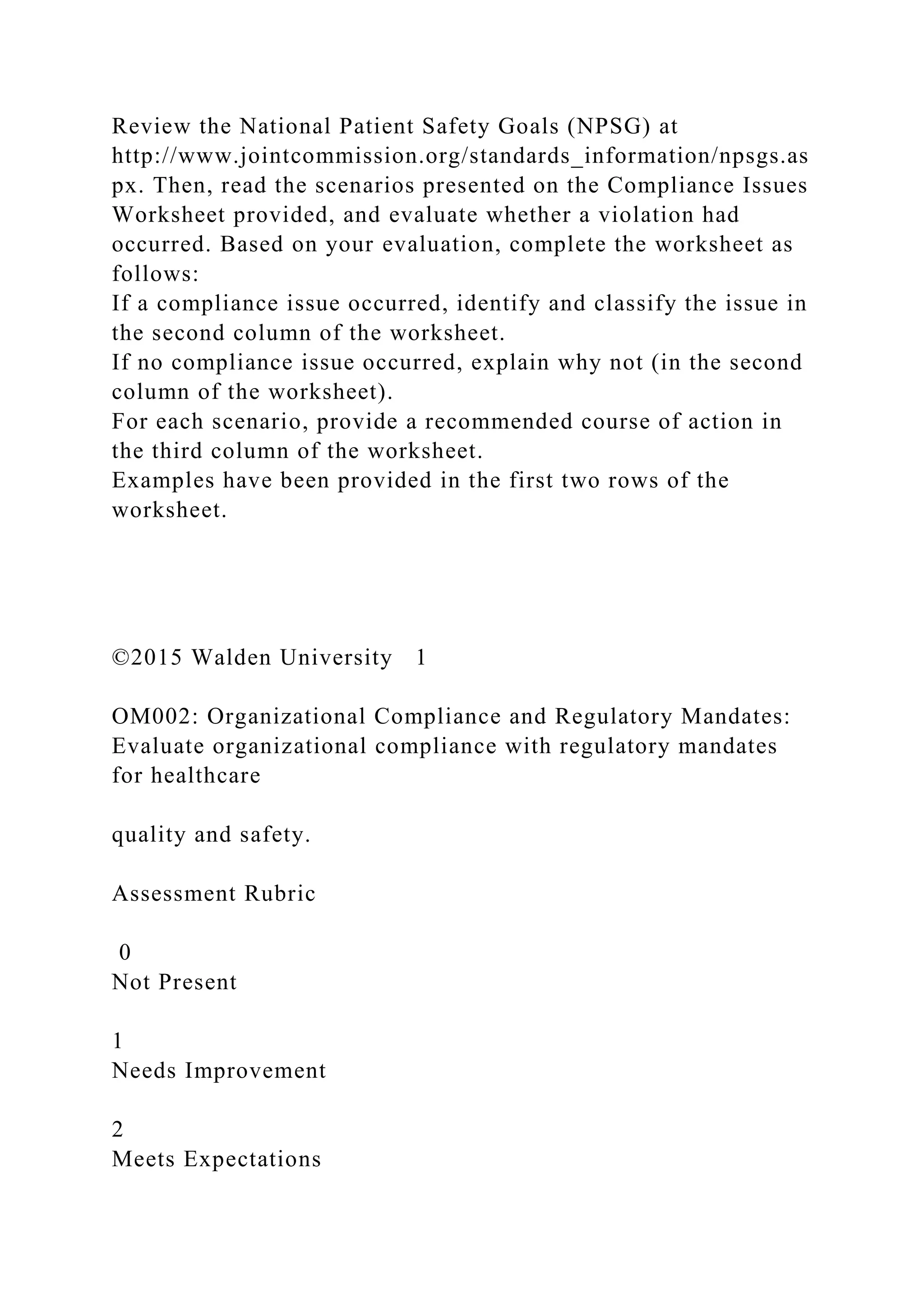 Compliance Issues WorksheetYour Name First and lastYour E-m.docx