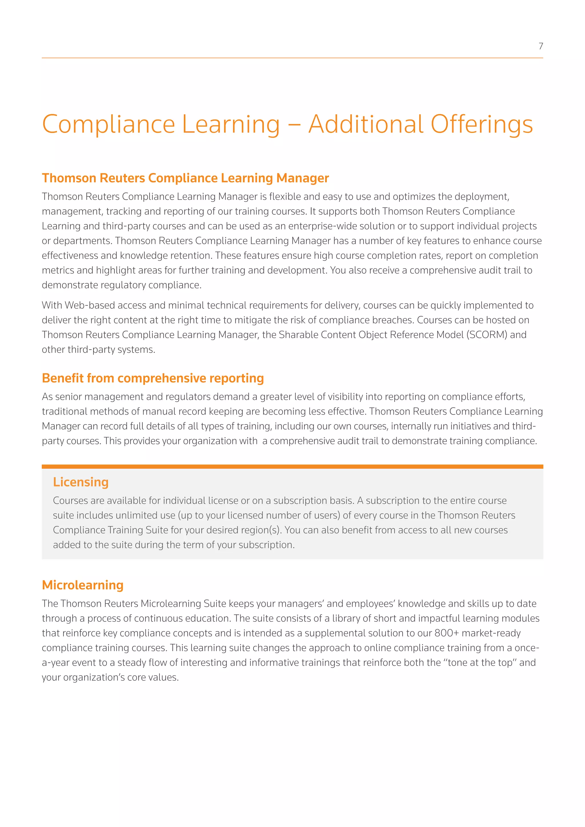 Thomson Reuters Compliance learning brochure | PDF