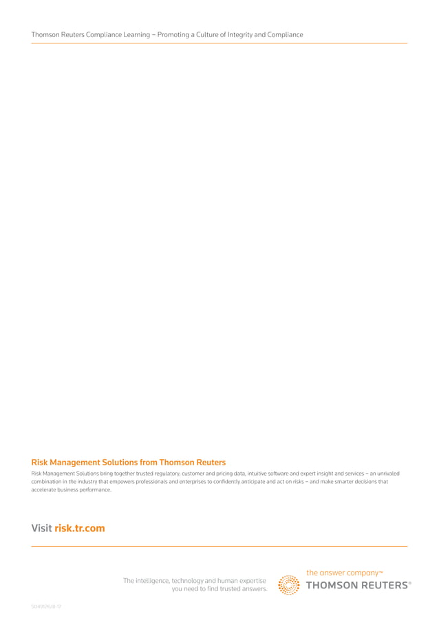 Thomson Reuters Compliance learning brochure | PDF