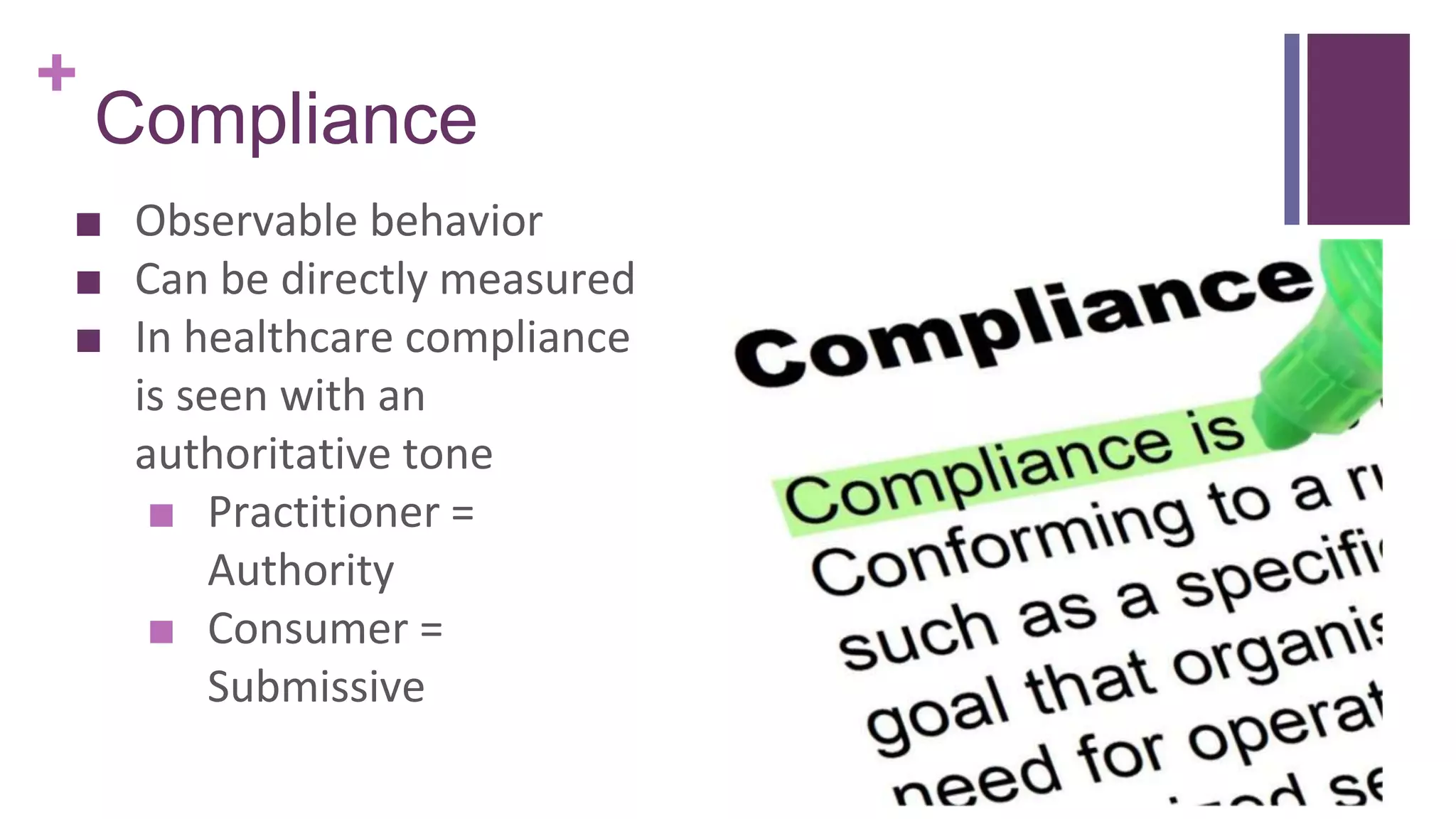 Compliance, motivation, and health behaviors | PPTX