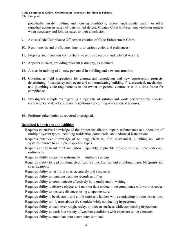 Aurora Compliance Officer Combination Inspector | PDF