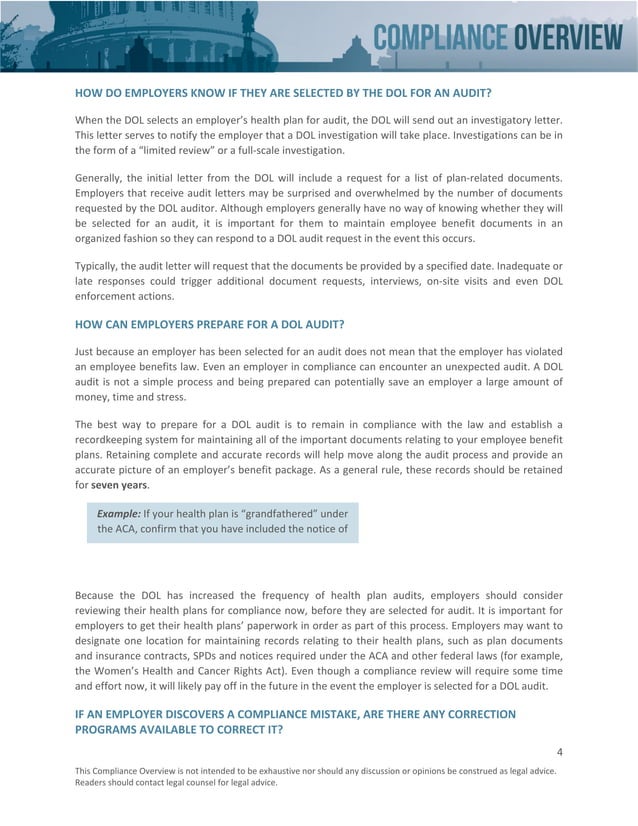 Compliance Overview - ERISA Compliance FAQs: Enforcement | PDF ...