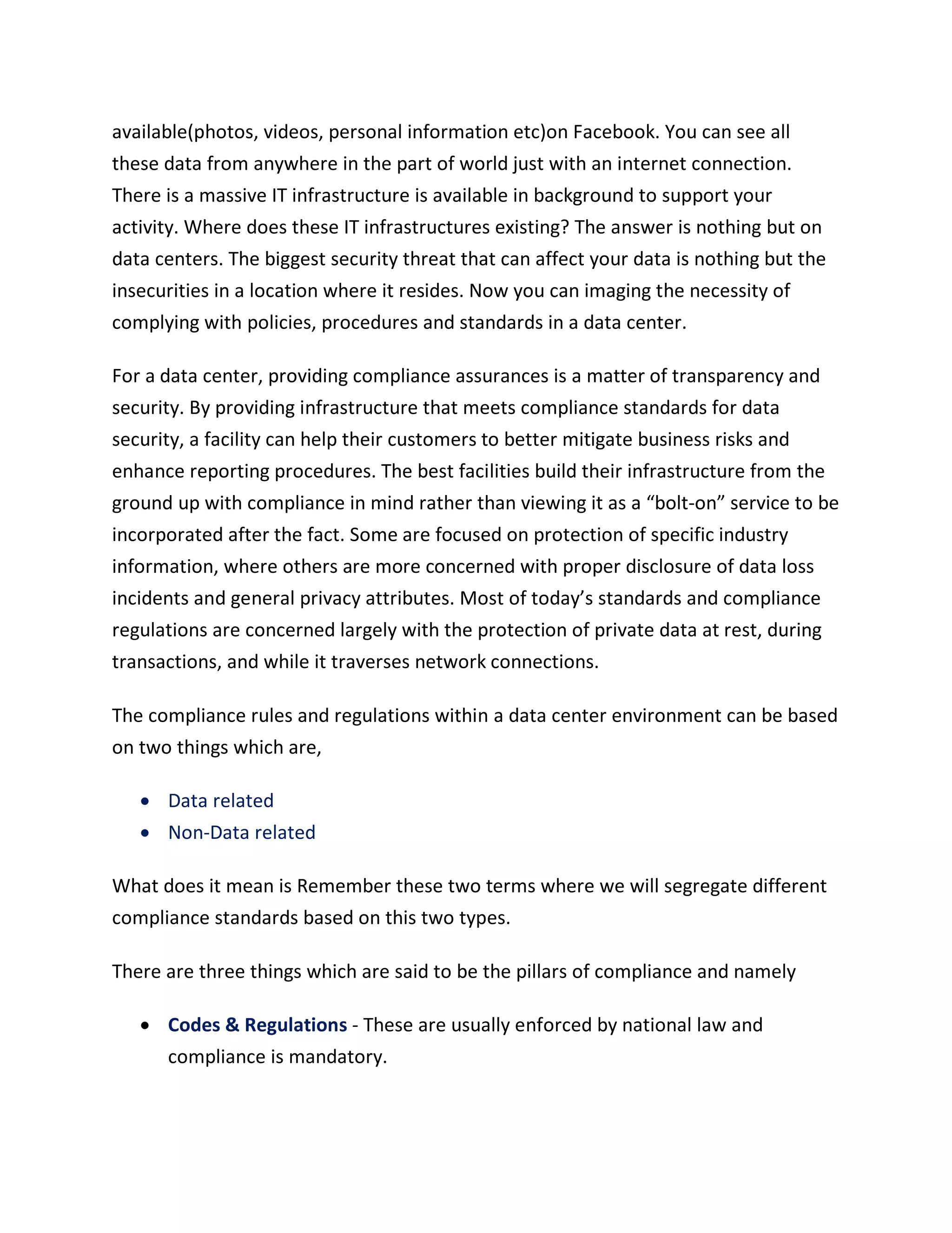 Compliance policies and procedures followed in data centers | PDF