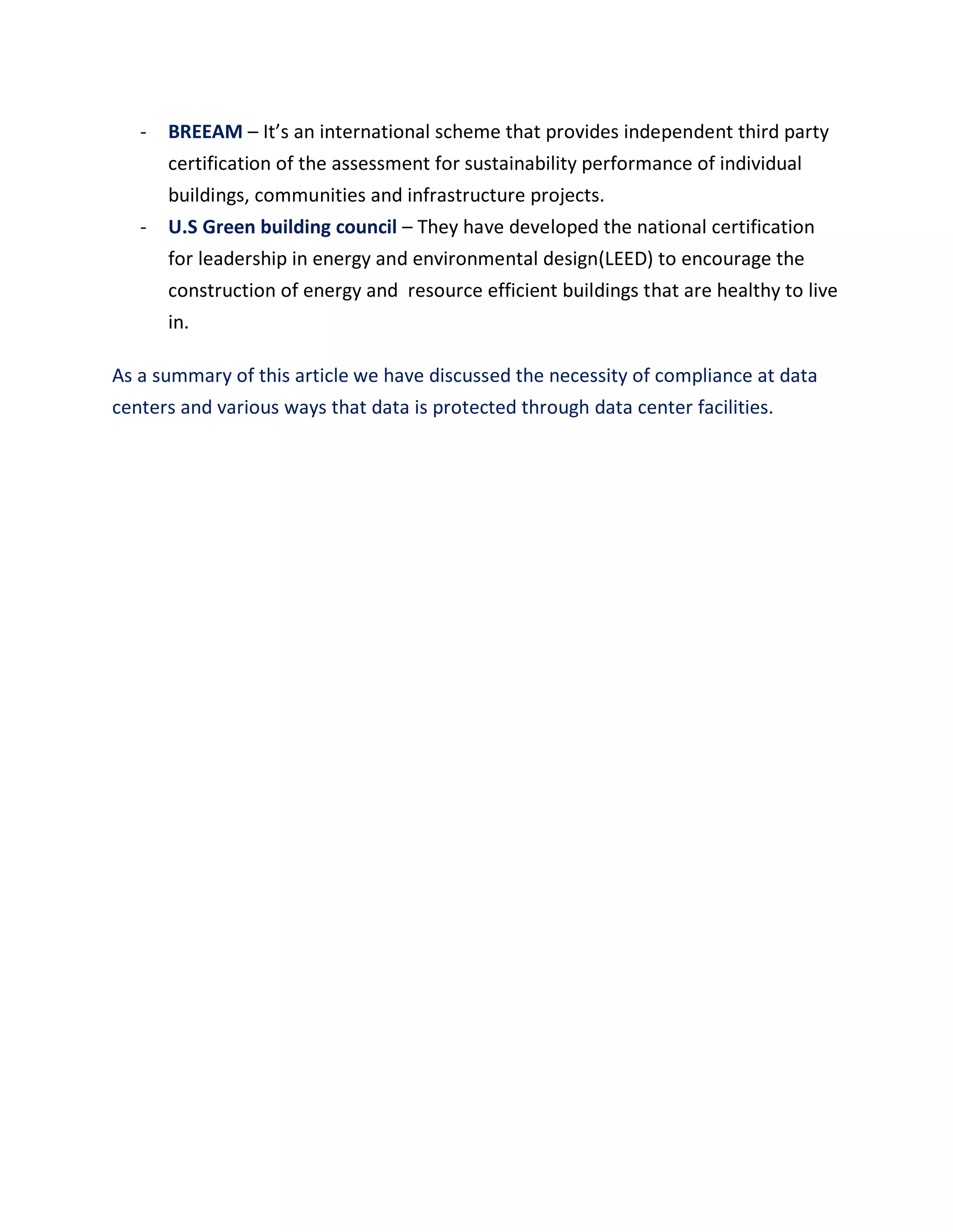 Compliance policies and procedures followed in data centers | PDF