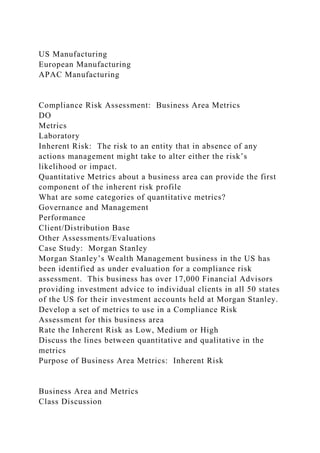 Compliance Risk Assessment Fall 2016 Class 4 Stephen Paine.docx