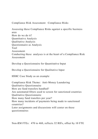 Compliance Risk Assessment Fall 2016 Class 4 Stephen Paine.docx