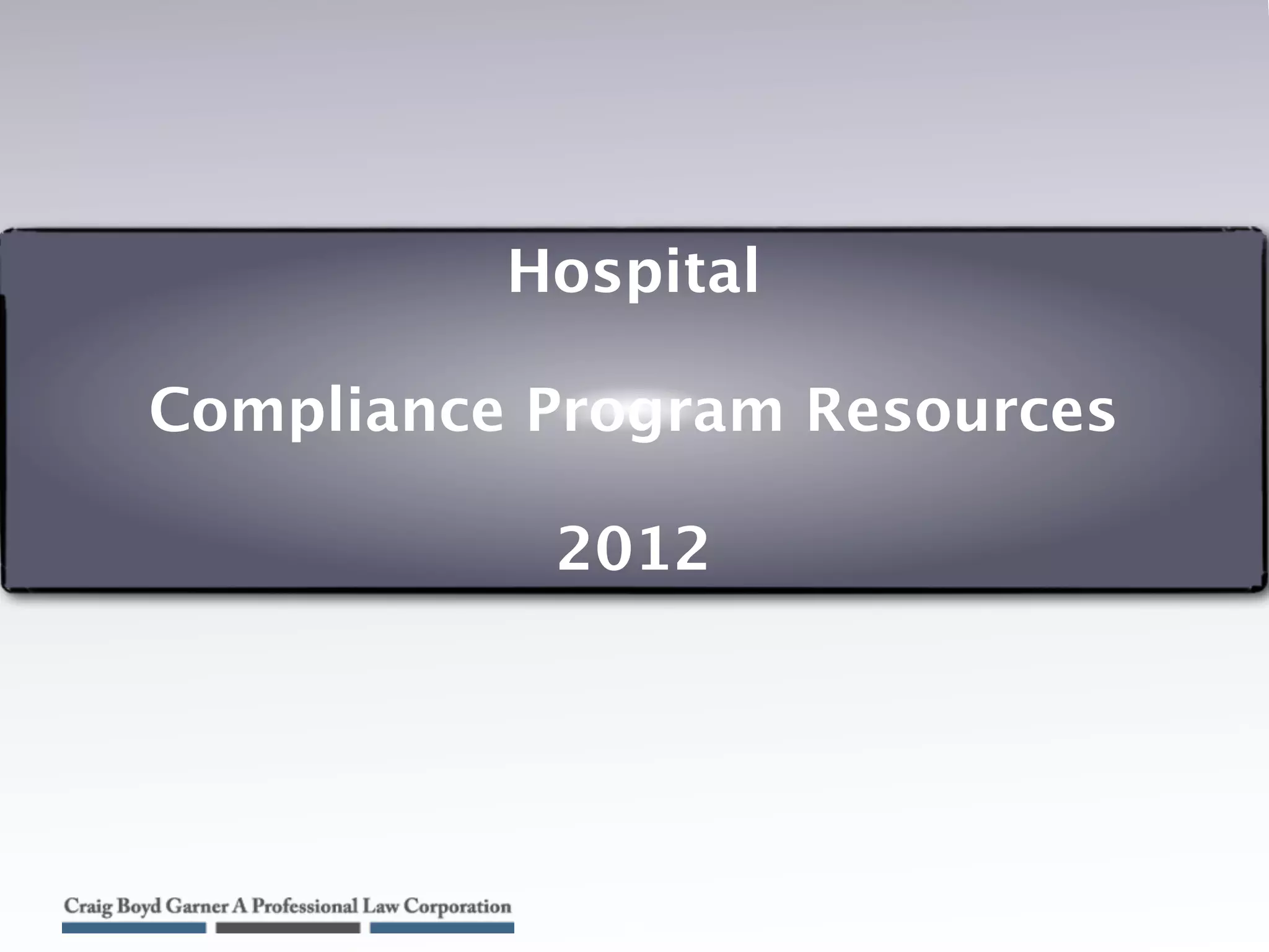 Sample Hospital Compliance Program | KEY