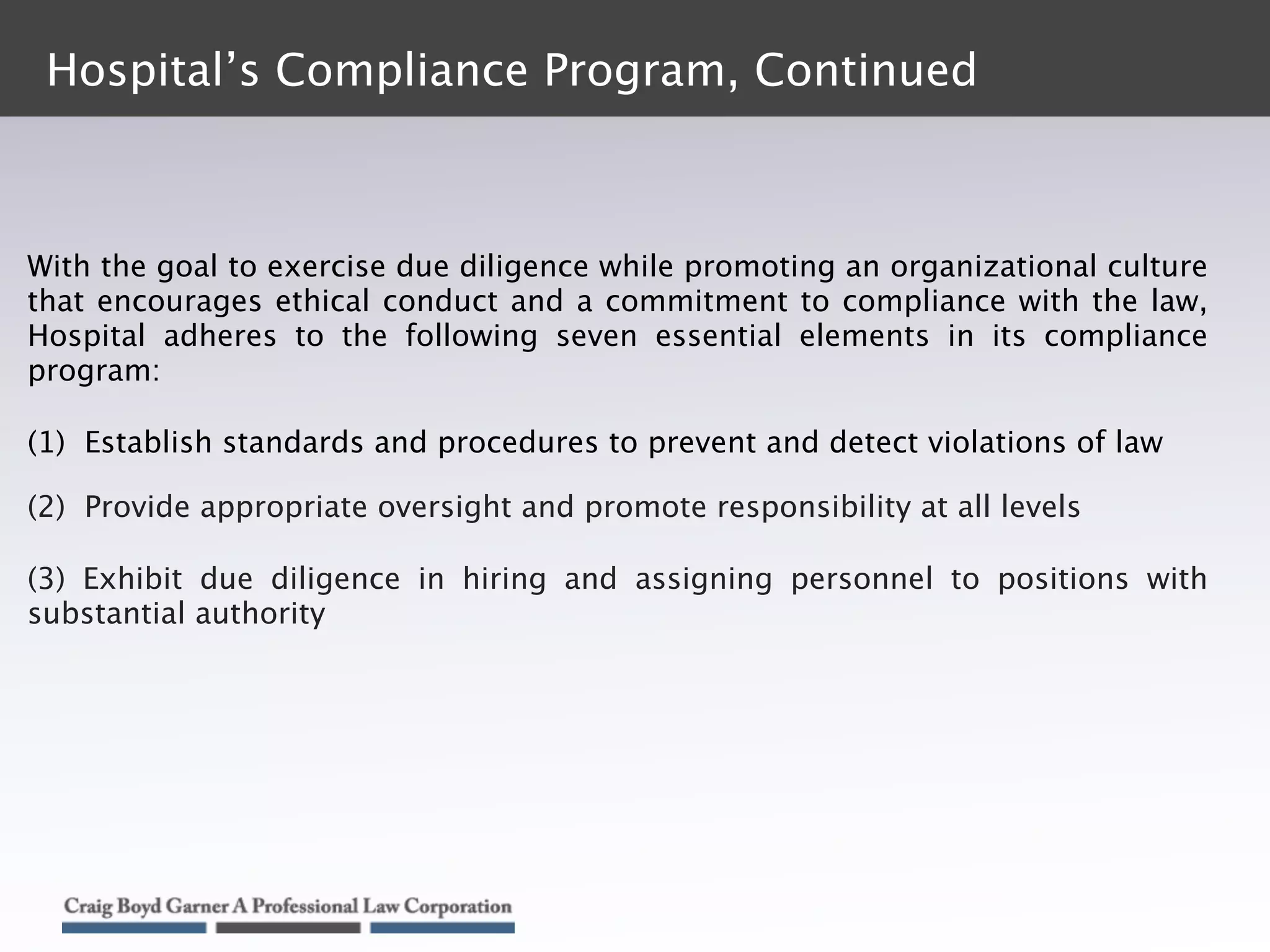 Sample Hospital Compliance Program | KEY