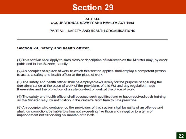 (PROF. SHUKOR) STEP-BY-STEP COMPLIANCE TO OSHA 1994 REGULATIONS. | PPT