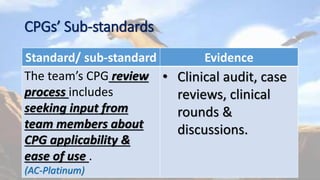 Compliance with CPGs-related QI accreditation standards | PPT