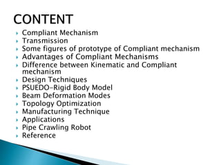 Compliant mechanisms and its application in robotics | PPTX