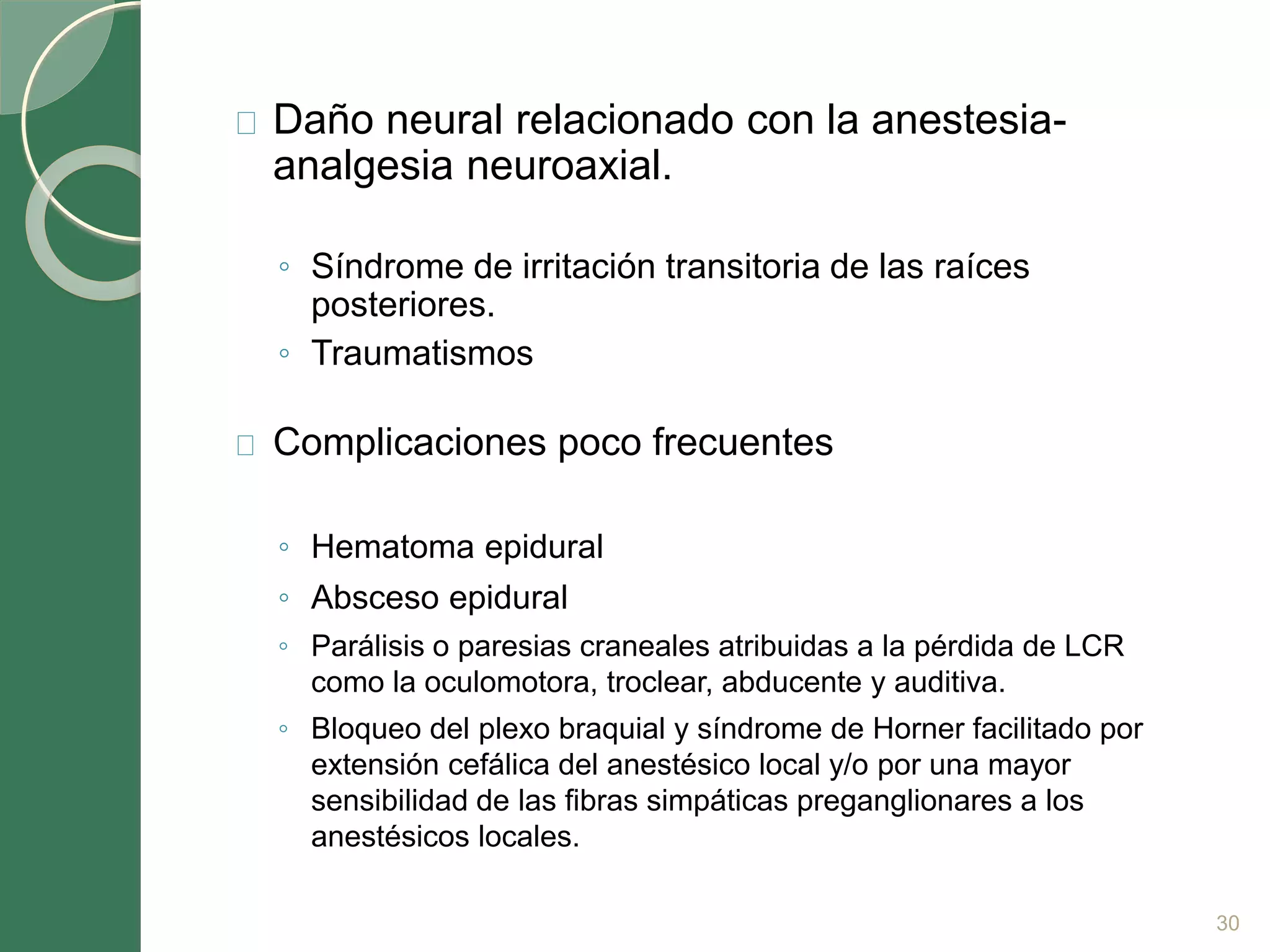 Complicaciones neurologicas por anestesia neuroaxial | PPTX