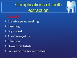 Complication and management of tooth extraction albayati | PPT