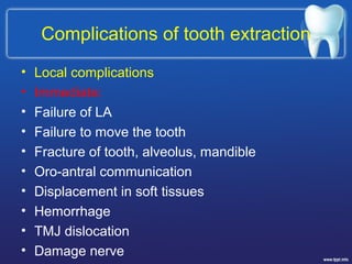 Complication and management of tooth extraction albayati | PPT