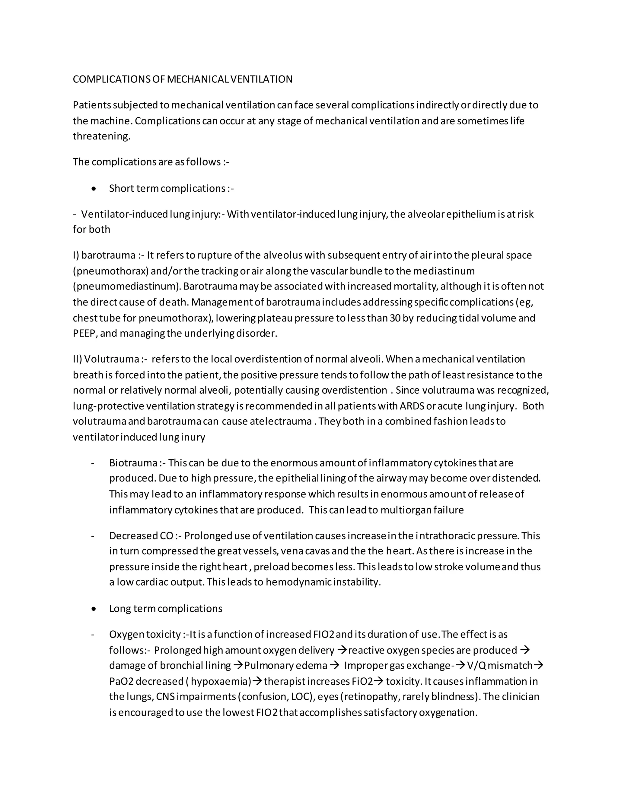 Complication of mechanical ventilation | DOCX